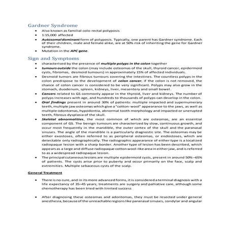 Gardner syndrome for orthodontist by almuzian | DOCX | Dental Health ...