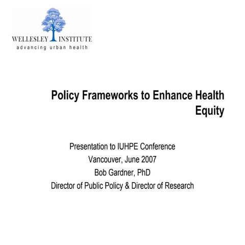 Policy Frameworks to Enhance Health Equity | PDF | Healthcare Industry ...