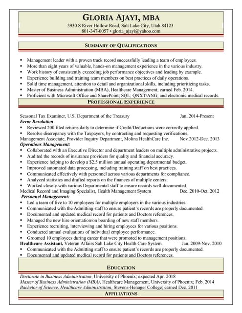 Stephanie A Hoch's Resume 2015- Healthcare | PDF