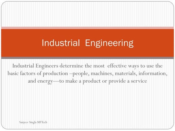 IE working procedure | PDF | Mechanical and Industrial Engineering ...