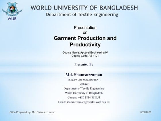 Standard minute value( SMV) in garments, calculation and importance | PPT