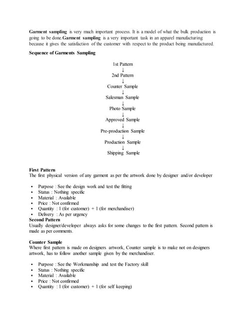 Sample in garment industry | PPTX
