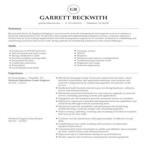 Garrett beckwith resume | PDF | Computer Networking | Computing