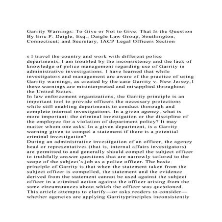 Garrity Warnings To Give or Not to Give, That Is the Question By .docx