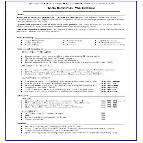 Garry Hargreaves Cv | PDF | Business Administration | Business