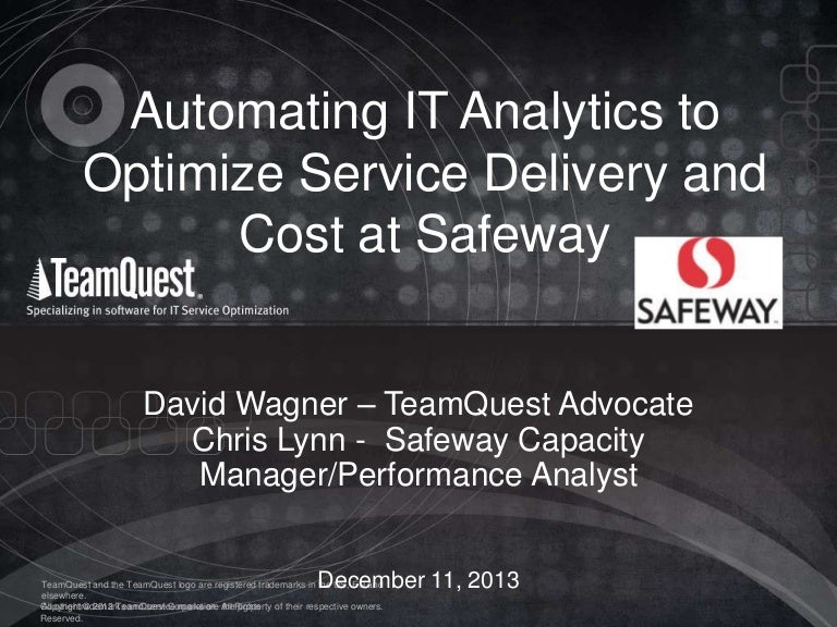 Automating It Analytics To Optimize Service Delivery And Cost At Safe