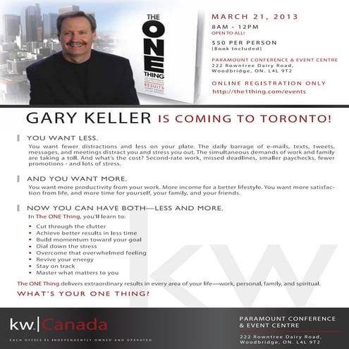 The One Thing Tour with Gary Keller | PDF