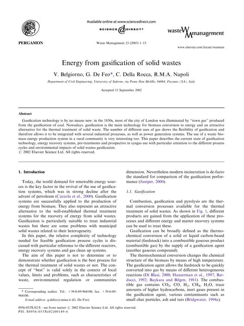 Gasification and gasifier | PDF | Chemistry | Science