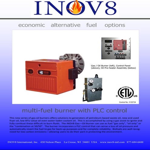 Dual fuel Waste Vegetable Oil Burner Brochure | PDF | Home Appliances ...