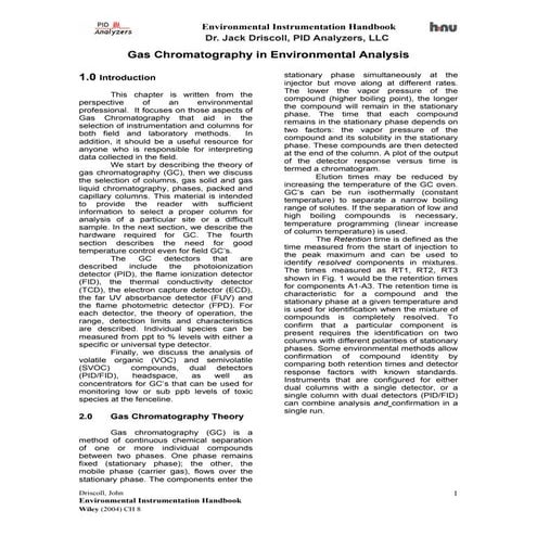 Gas chromatography in environmental analysis driscoll 2004 l | PDF