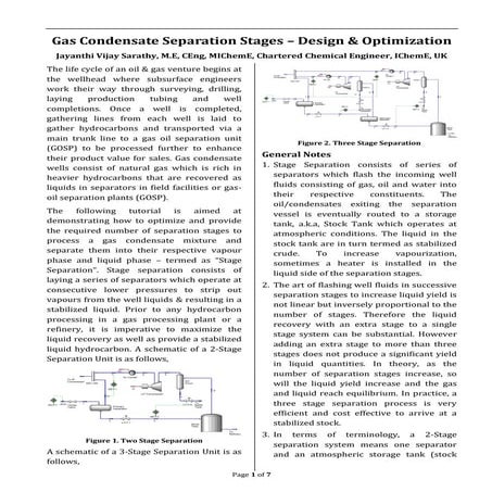 Gas Condensate Separation Stages – Design & Optimization | PDF