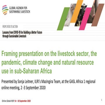 Framing presentation on the livestock sector, the pandemic, climate ...