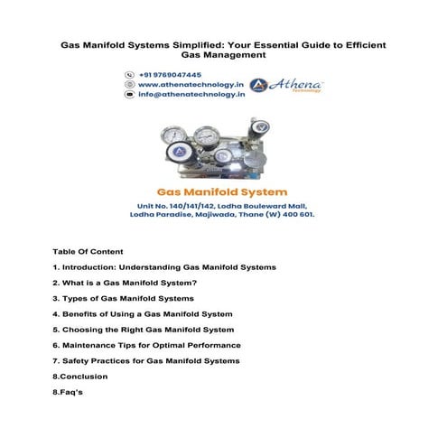 Gas Manifold Systems: Your Simple Guide to Efficiency | PDF