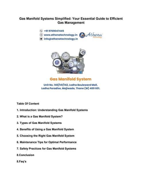 Types of Gas Manifolds and Their Applications | PPT