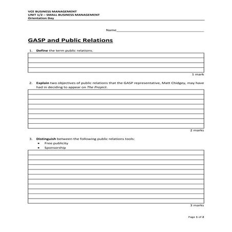 Gasp and Public Relations - Activity | PDF