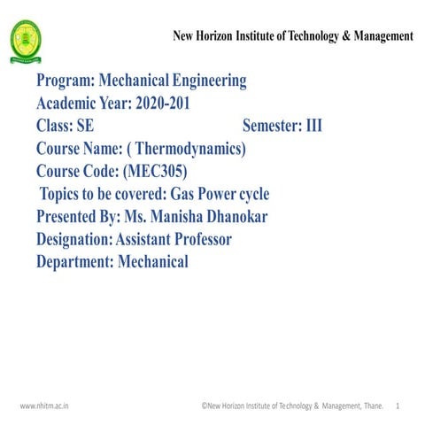 Gas power cycle | PDF