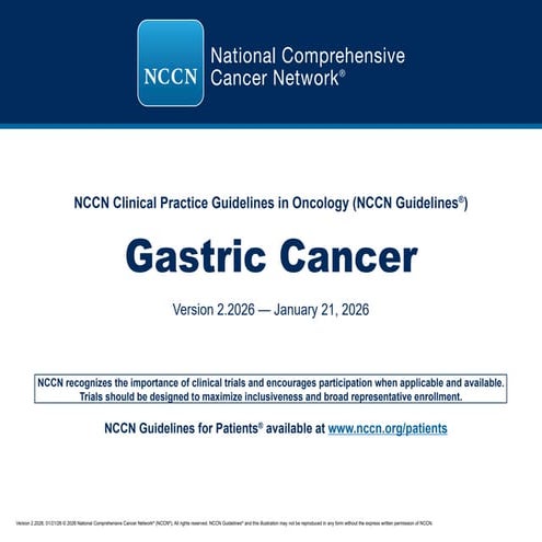 NCCN Clinical Practice Guidelines for Gastric Cancer Treatment and ...