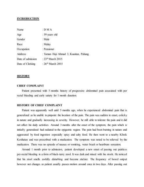 Clinical Case Write Up Sample | PDF