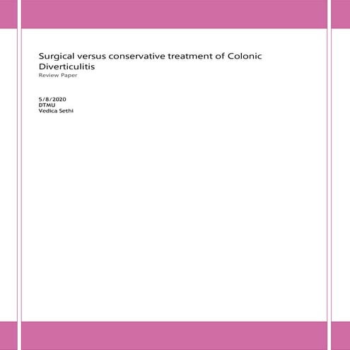 Surgical vs Conservative Management of Colonic Diverticulitis | DOCX