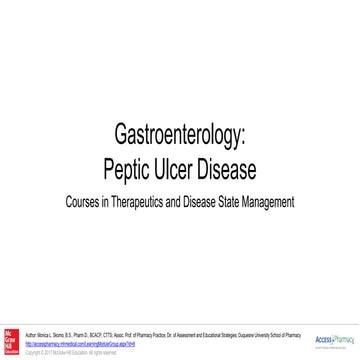 Gastroenterology - 02(1). Peptic Ulcer Disease (Courses in Therapeutics ...