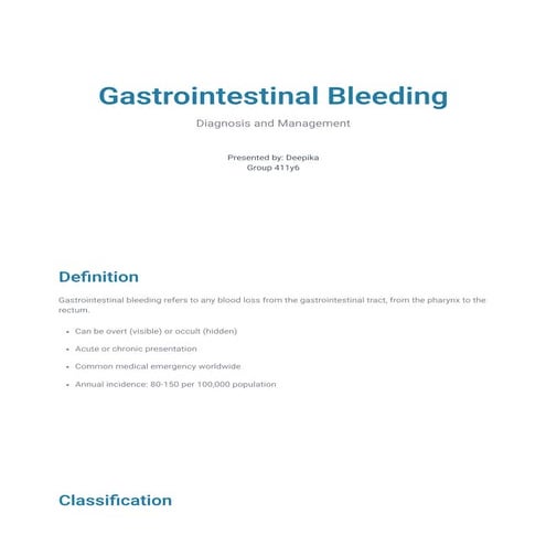 Comprehensive Diagnosis and Management of Gastrointestinal Bleeding | PDF