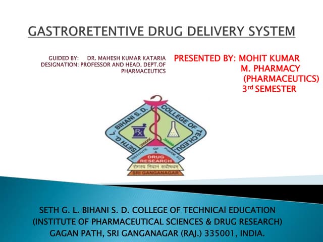 Gastroretentive Drug Delivery System | PDF