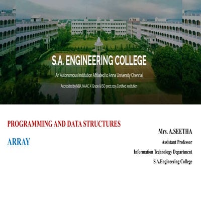 Programming Data Structure Concept In Array Ppt Ppt