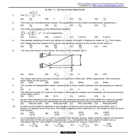 Gate civil-engineering-2010 | PDF