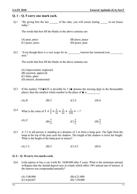 GATE Math 2016 Question Paper | Sourav Sir's Classes | PDF | Physics ...