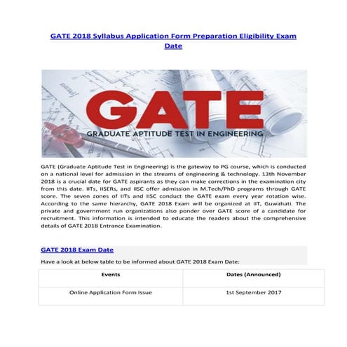 GATE 2018 Application Form - How to Apply | PPTX