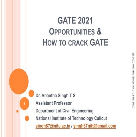 GATE 2021 opportunities & how to approach GATE | PPT