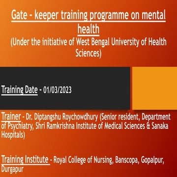 Gatekeeper training programme on mental health royal college of nursing ...