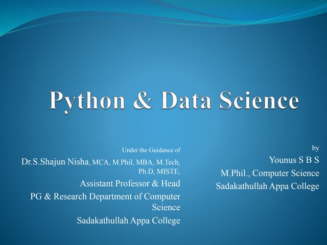Python & Data Science | PPT Python & Data Science | PPT