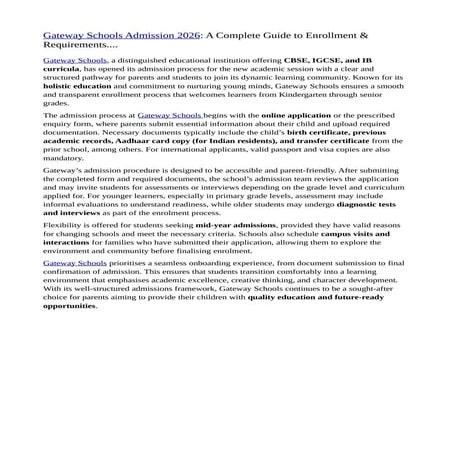 Gateway Schools Admission 2026: A Complete Guide to Enrollment ...