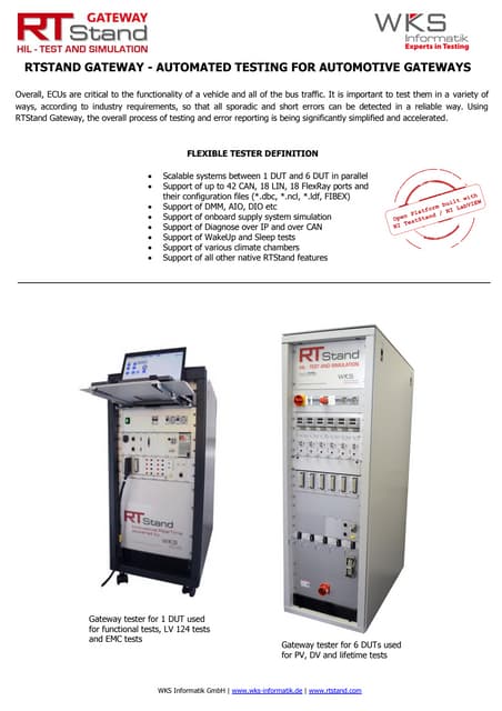RTStand Gateway - automated testing solution | PDF RTStand Gateway - automated testing solution | PDF