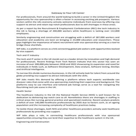 Gateway to Your UK Career. docx | PDF