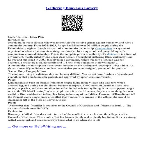 Gathering Blue-Lois Lowery | PDF