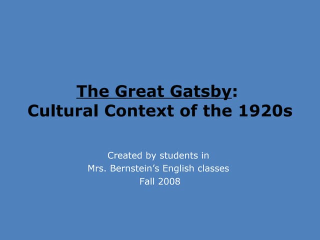 The Great Gatsby Powerpoint | PPTX