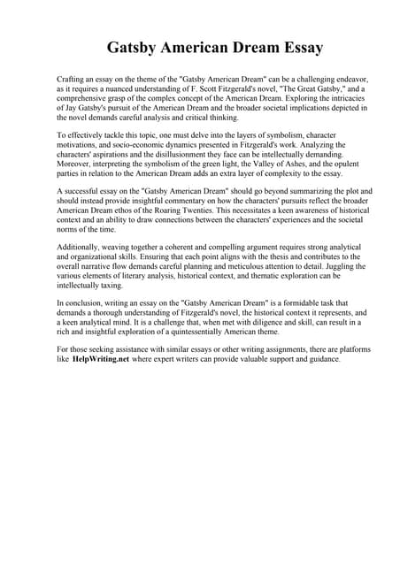 The Great Gatsby The American Dream Essay.pdf