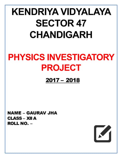 Class 12th Physics Project File (Capacitors) 23-24 | PDF