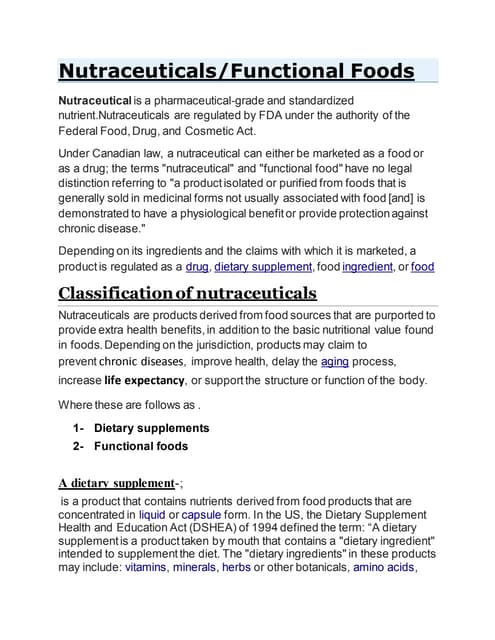 Development of Nutraceuticals & functional foods | PPTX