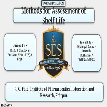 Methods for Assessment of Shelf life in Pharmaceuticals | PDF