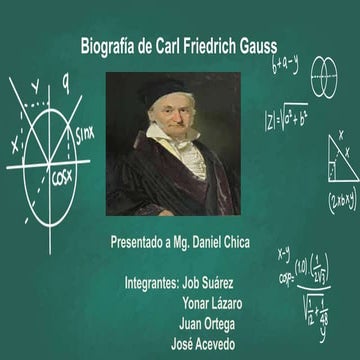 DESCRUBIMIENTOS MATEMATICOS CARL GAUSS Y SU OBRA MAESTRA. | PPTX