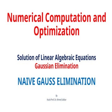 budget optimization using gaussian elimination ppt | PPTX