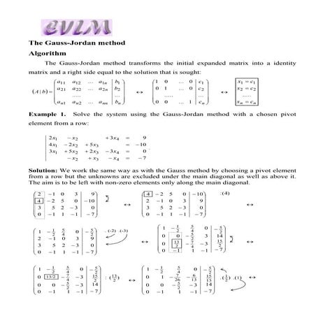 Gauss Jordan Matrix Examples
