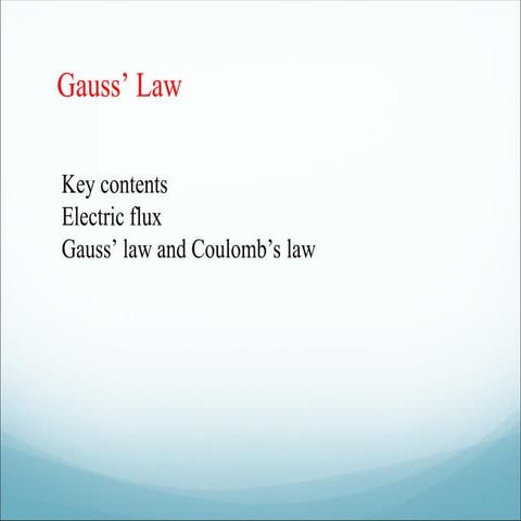 Gauss’ Law poweroint slides elmt theory physics | PPT