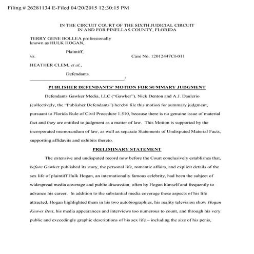 Gawkers motion-for-summary-judgment | PDF