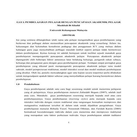 Contoh penulisan reflektif | PDF