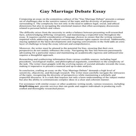 Essay Gay Marriage. Florida Southern College | PDF