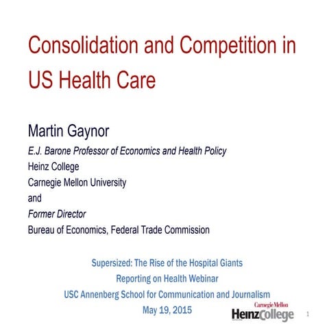 Martin Gaynor: "Supersized: The Rise of the Hospital Giants," 5.19.15